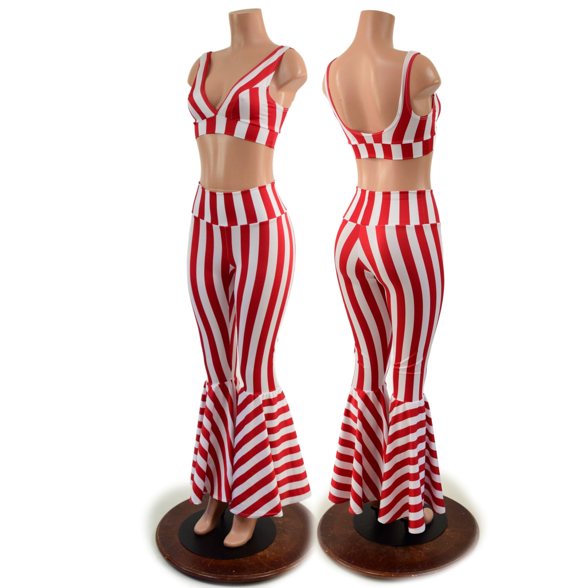 Red and White Striped High Waist Bell Bottom Flares and Starlette ...