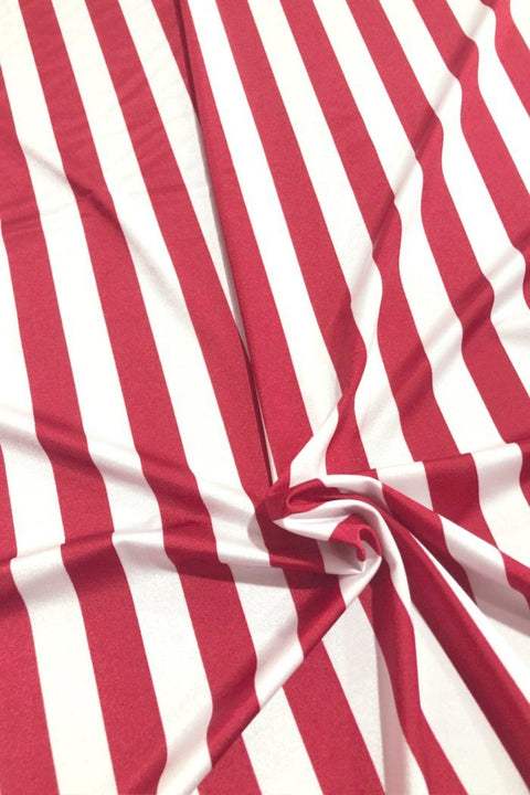 Red and White Stripe Spandex Fabric | Coquetry Clothing