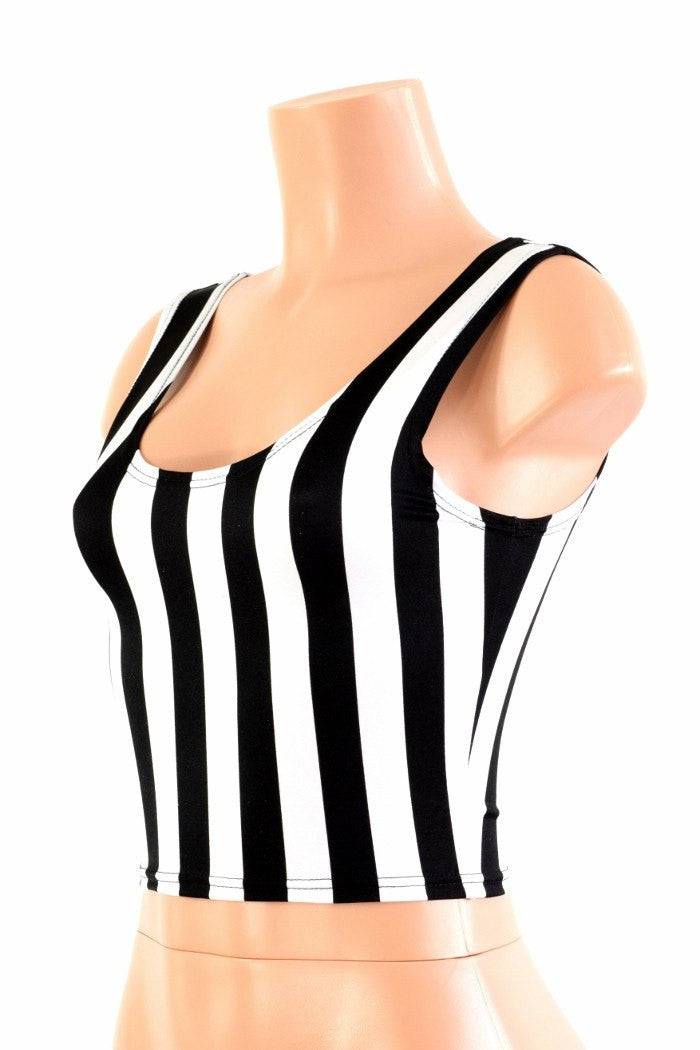 Black and White Stripe Crop Tank Top - Coquetry Clothing
