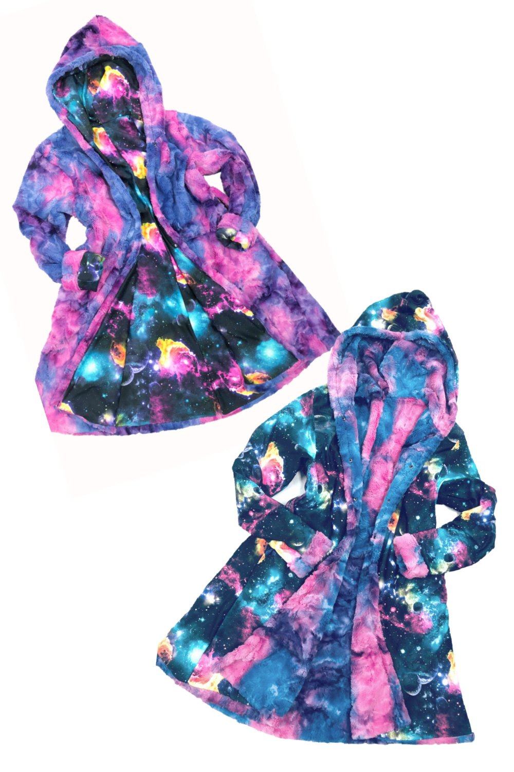Minky A Line Reversible Coat in Razzle Dazzle and Galaxy - Coquetry ...