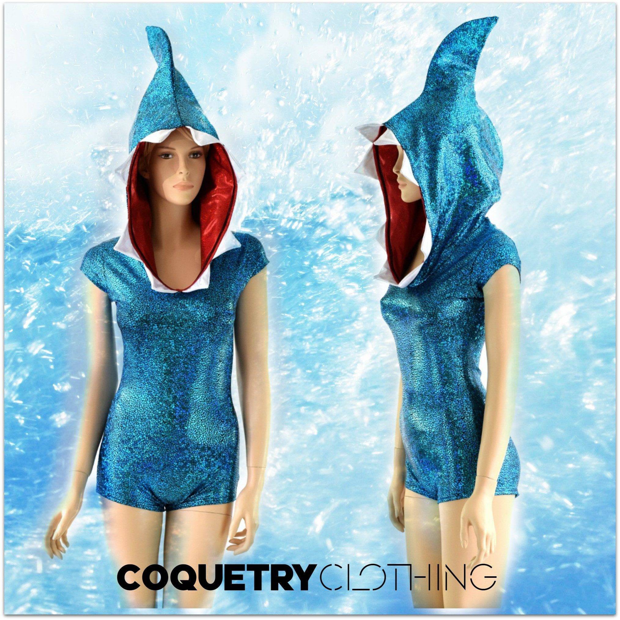 Turquoise Shark Hoodie Romper - Coquetry Clothing
